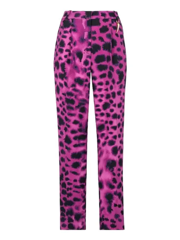 Roberto Cavalli Animal Print Straight Leg Trousers - Pink