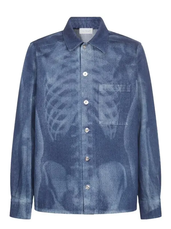 Off-White Buttoned Long-sleeved Shirt - Blue