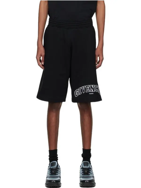 Givenchy Cotton Shorts With Logo Embroidery - Black