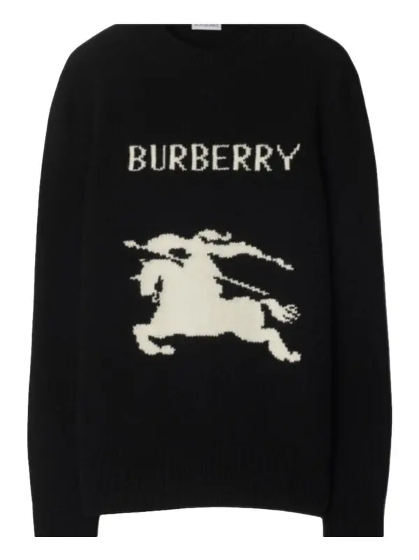 Burberry Equestrian Knight Intarsia-knit Crewneck Jumper - Black
