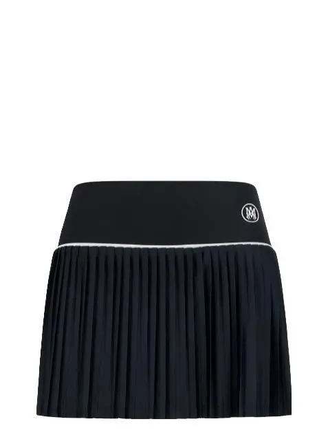 Amiri Pleated Active Skirt With Logo Graphics And Contrast Piping - Black