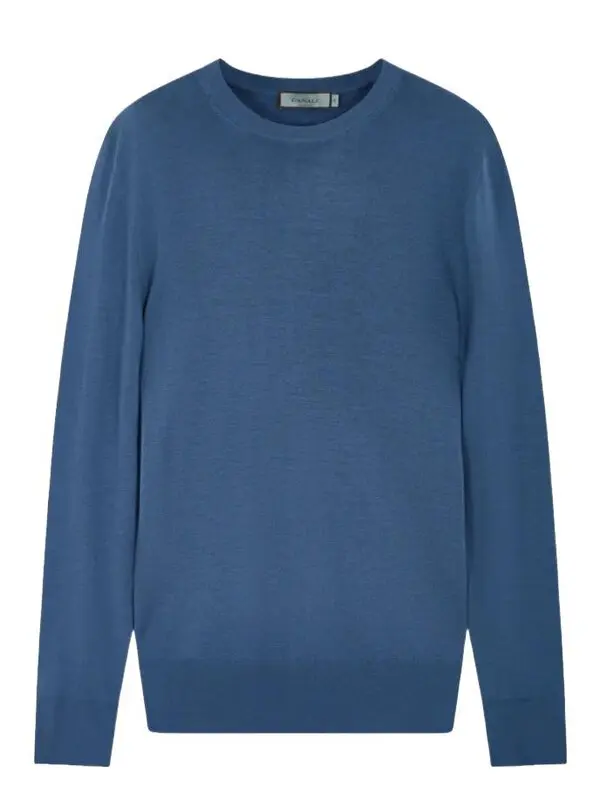 Canali Round-neck Wool T-shirt - Blue