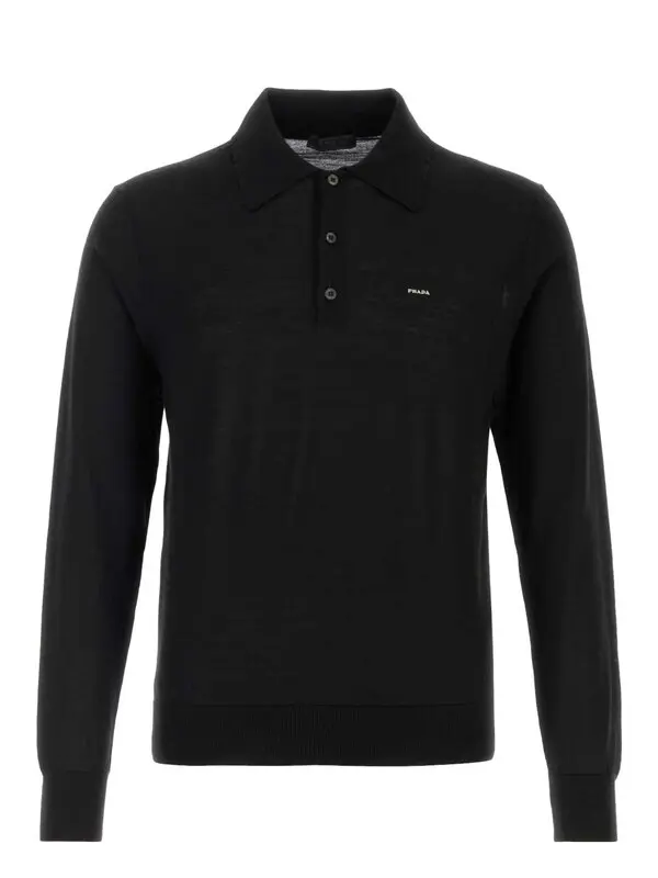 Prada Long-sleeved Knitted Polo Sweater - Black