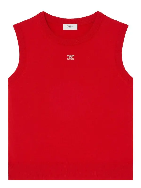 Celine Fine Wool Sleeveless Top - Red