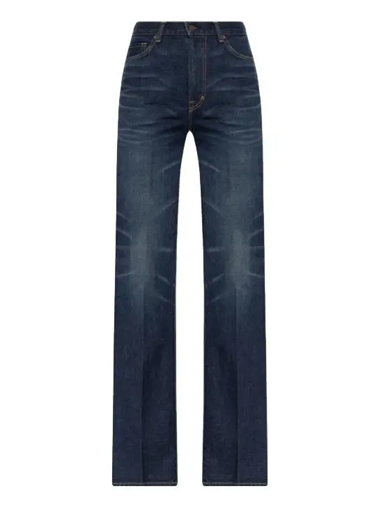 TOM FORD Japanese Stonewashed Comfort Denim Flare Jeans - Navy Blue