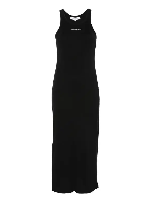 Maison Kitsuné Ribbed Logo Tank Dress - Black