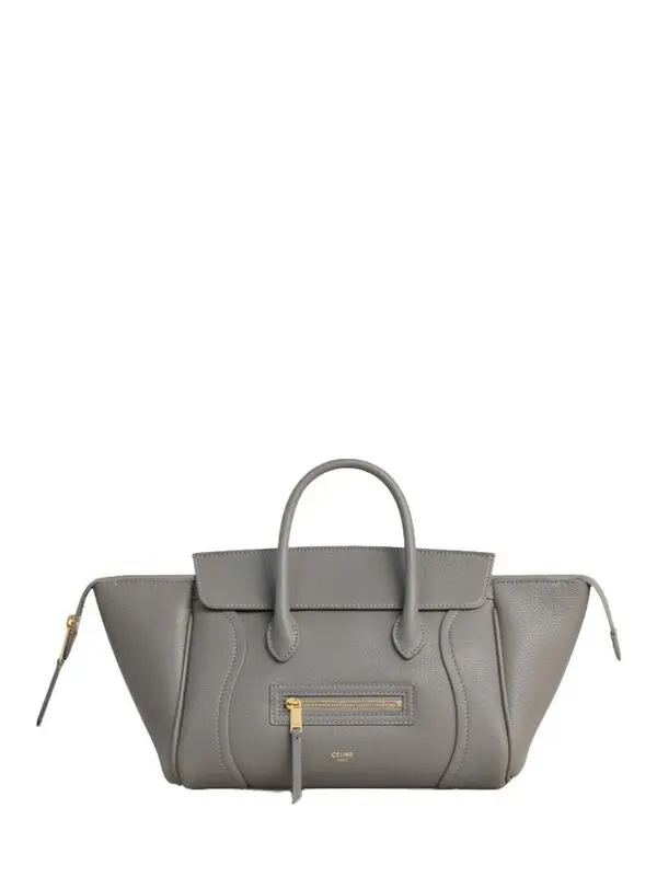 Celine Little Luggage In Grained Calfskin - Gray