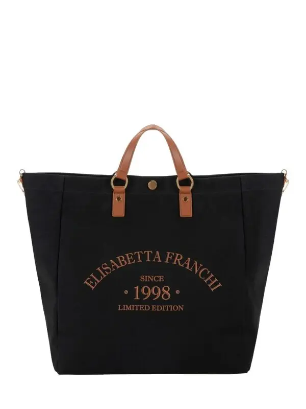 Elisabetta Franchi Logo Printed Tote Bag - Black