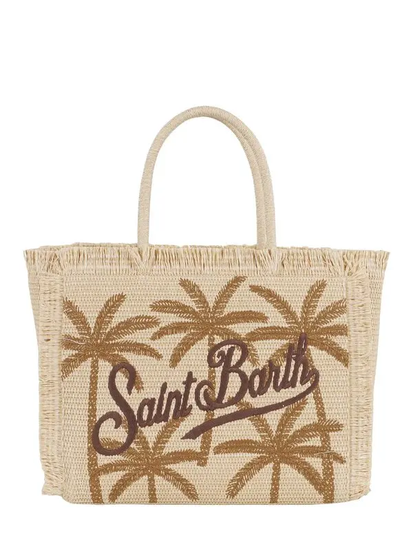 MC2 SAINT BARTH Palm Embroidered Tote Bag - Nude