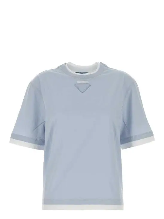 Prada Girocollo Trimmed Knitted Top - Blue