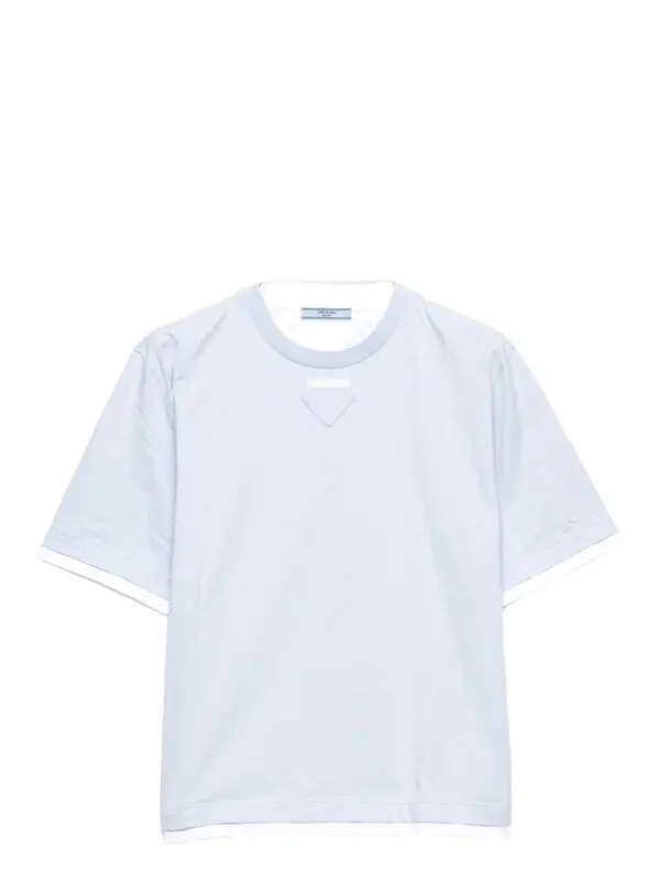 Prada Cotton Jersey T-shirt With Emblematic Triangle Logo - Interstellar Blue