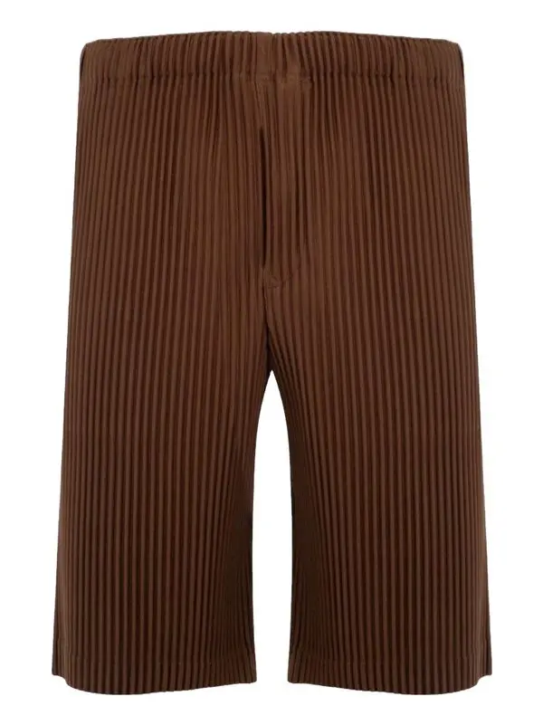 Issey Miyake Homme Plissé Pleated Straight Leg Shorts - Brown