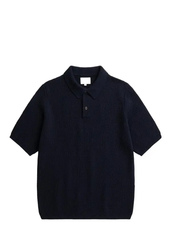 Norse Projects Waffle-knit Polo Shirt - Black