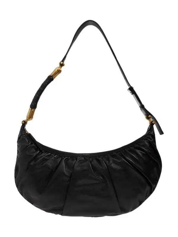 Balmain Bène Gathered Detail Zipped Shoulder Bag - Black
