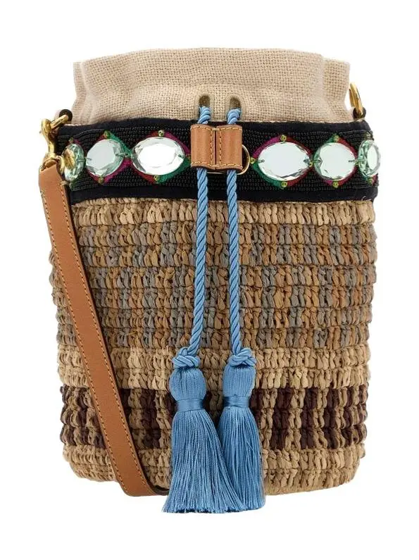 Valentino Garavani Vlogo Signature Embroidered Small Bucket Bag - Multicolor