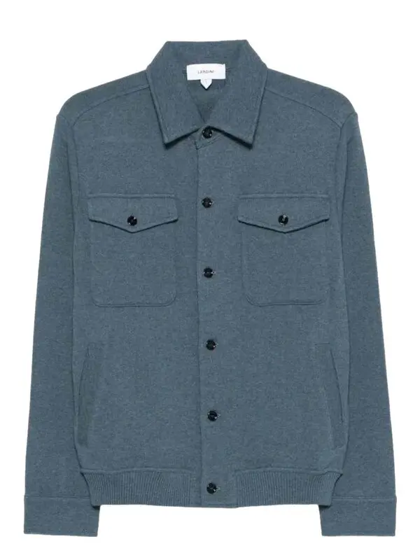 LARDINI Buttoned Pocket Cotton Jacket - Blue