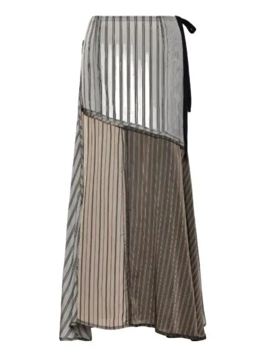 MAISON MARGIELA Asymmetric Striped Maxi Skirt - No