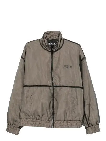 Versace Logo-print Zip-up Jacket - Gray