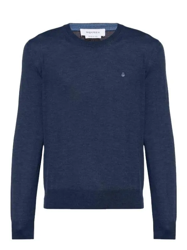 Alexander McQueen Crewneck Knitted Sweater - Blue