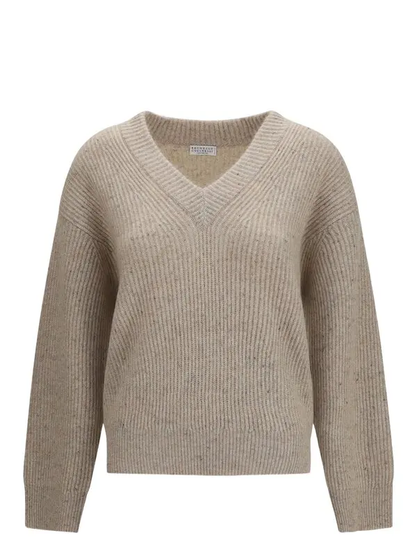 Brunello Cucinelli Ribbed V-neck Sweater - No
