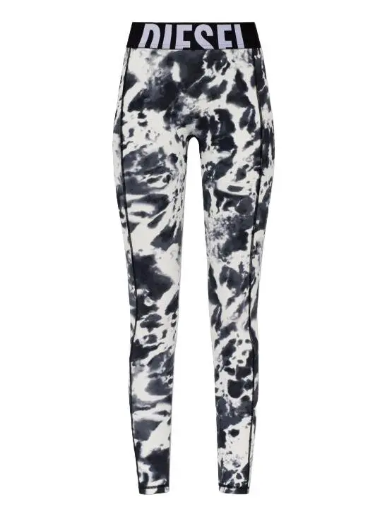 DIESEL® Abstract-pattern Leggings - White/black