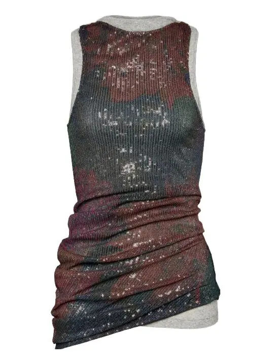 MAISON MARGIELA Asymmetrical Draped Sequined Top - No