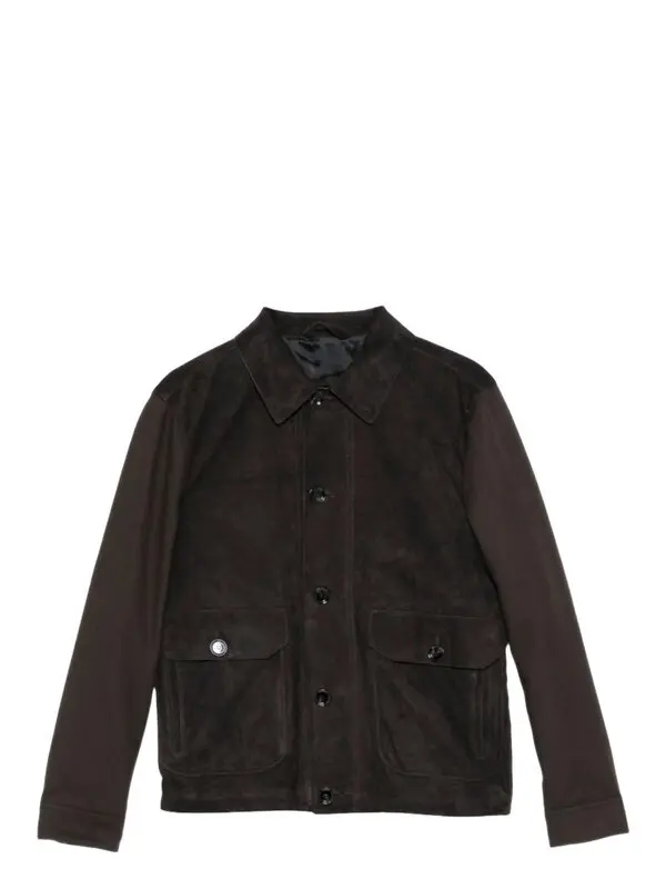 Brioni Collared Leather Jacket - Black