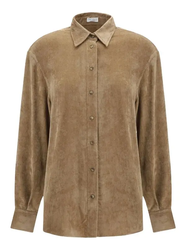 Brunello Cucinelli Corduroy Snap-button Shirt - Brown