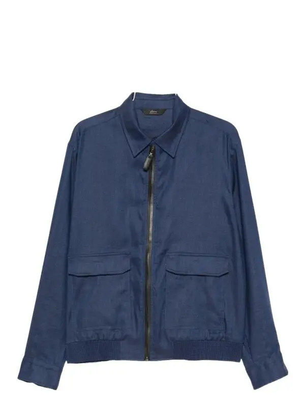Brioni Long Sleeve Zip-up Jacket - Blue