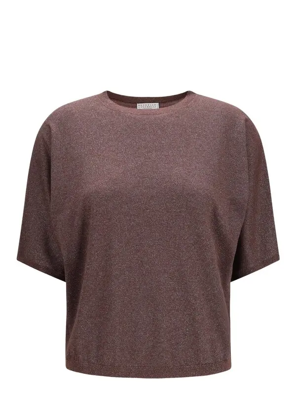Brunello Cucinelli Short-sleeve Metallic Sweater - Brown