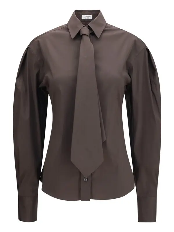 Brunello Cucinelli Tie-detailed Puff Sleeve Shirt - C8705