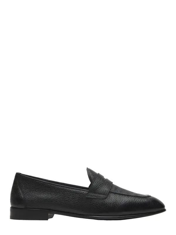 Brioni Deerskin Leather Appia Penny Loafers - Black