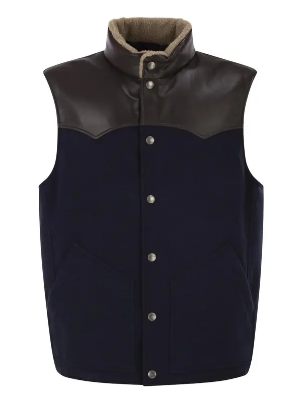 Brunello Cucinelli Shearling Collar Gilet - Black