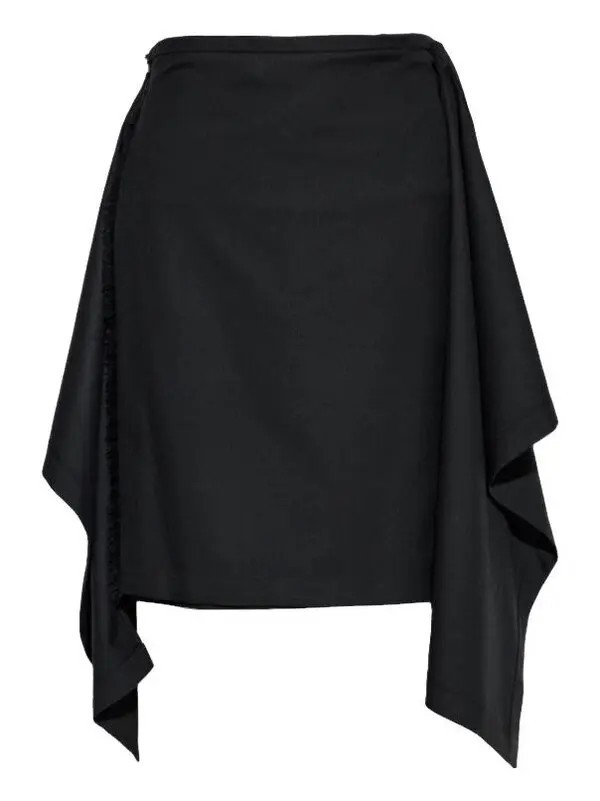 Alexander McQueen Asymmetric Pleated Skirt With Decorative Buttons - Black