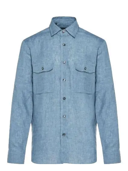 Brioni Long-sleeved Military Shirt - Blue