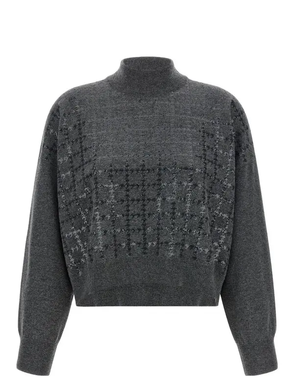 Brunello Cucinelli Sequined Turtleneck Long Sleeve Knitwear - Black