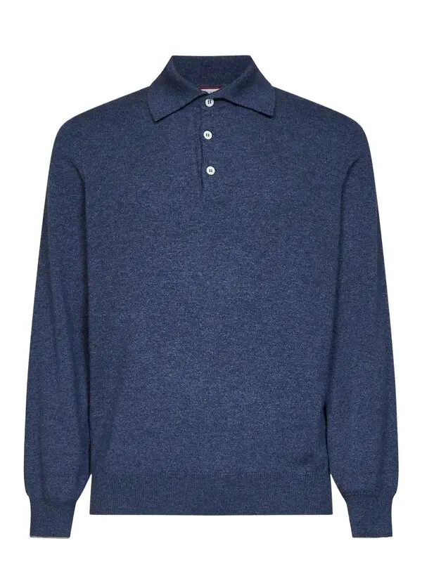 Brunello Cucinelli Cashmere-knit Polo Shirt - Blue