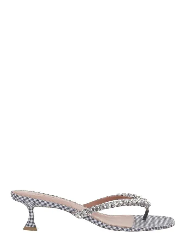 Amina Muaddi Gigi Satin Sandals With Crystal Embellishments - Gray