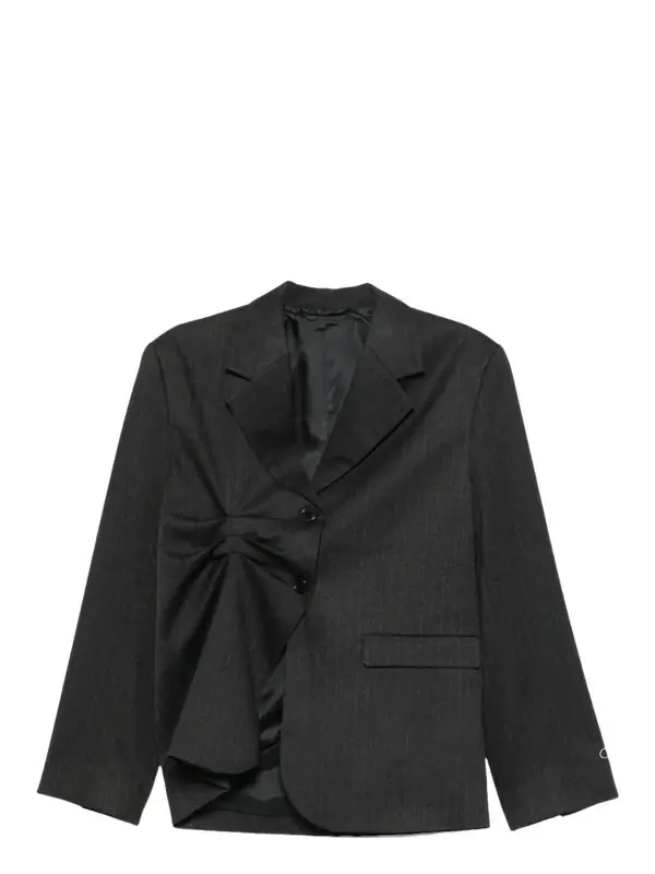 AVAVAV Pinstripe Gathered Detail Blazer - Black