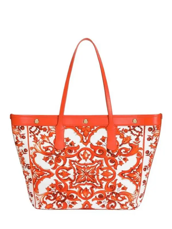 Dolce & Gabbana Majolica-print Canvas Shopping Bag - Orange