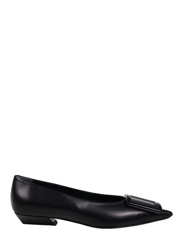 ROGER VIVIER Pointed Toe Buckled Flat - Black