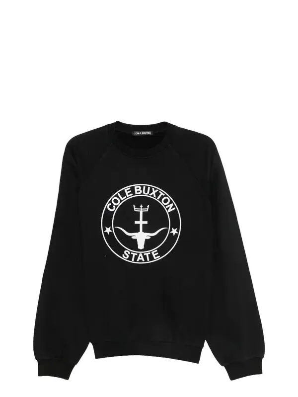 COLE BUXTON Logo Print Raglan Sleeve Sweatshirt - Black