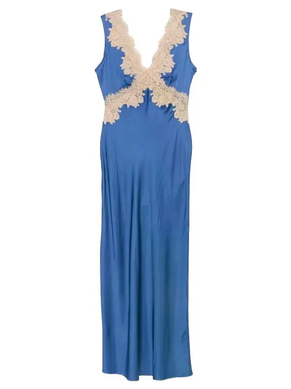 Rixo Lysandra Maxi Dress With Lace Trim - Blue