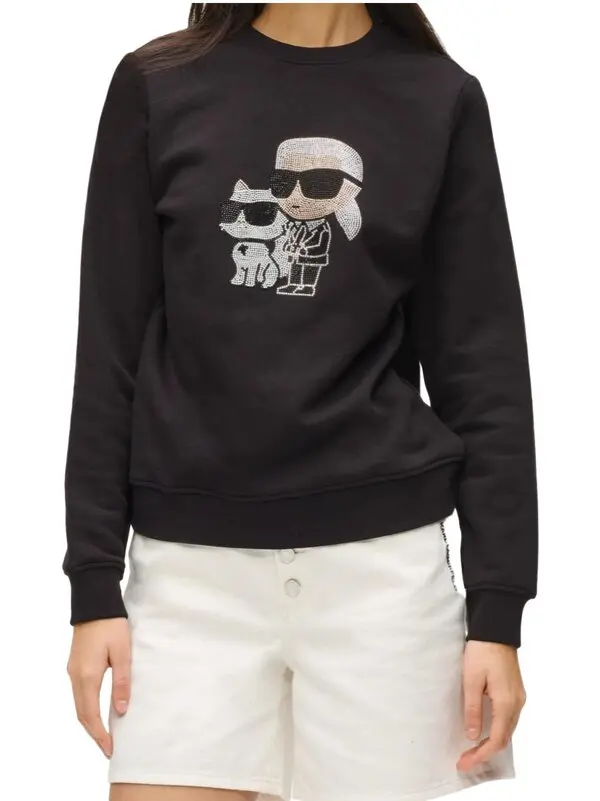 Karl Lagerfeld Crystal-embellished Crewneck Sweatshirt - Black
