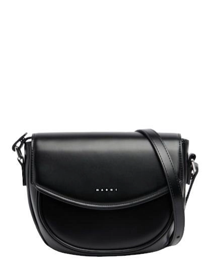Marni Poly Shoulder Bag With Logo - Black