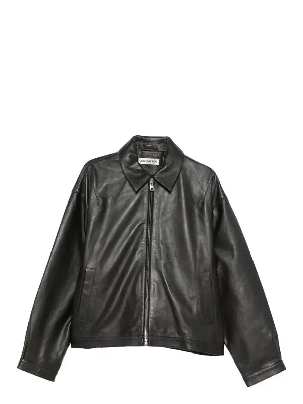 COLE BUXTON Leather Zip-up Jacket - Black