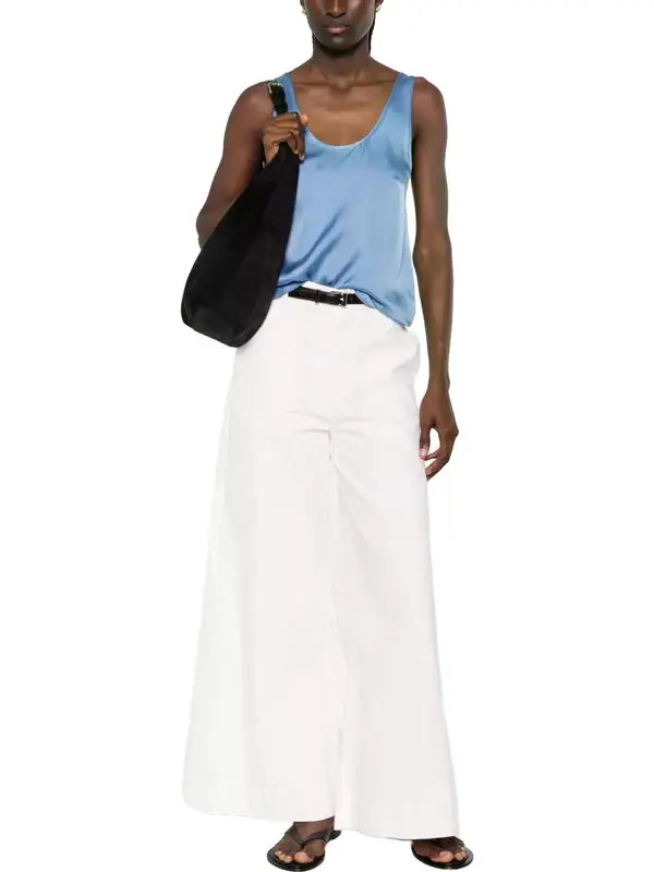 ANINE BING Silk Scoop-neck Top - Blue