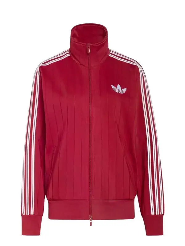 Adidas Track Jacket With Stripe Detail - Red