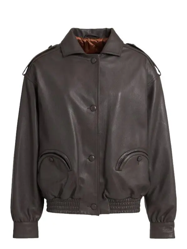 BLAZÉ MILANO Leather Bomber Jacket - Black