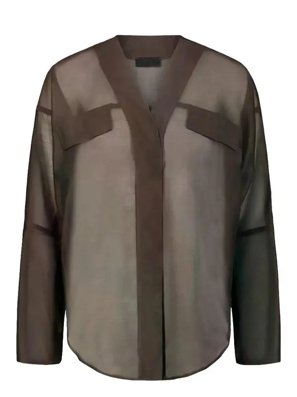DRHOPE Sheer Panelled Blouse - Brown